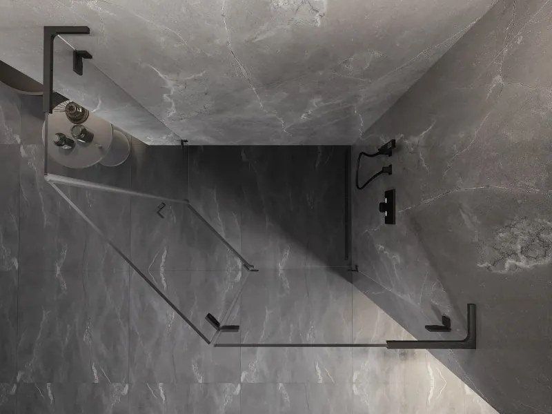 Mexen Lunar, L pravý výklopný pětiúhelníkový sprchový kout 100x80 cm průhledný, profil grafit broušený, 831L-100P-080L-66-00-P