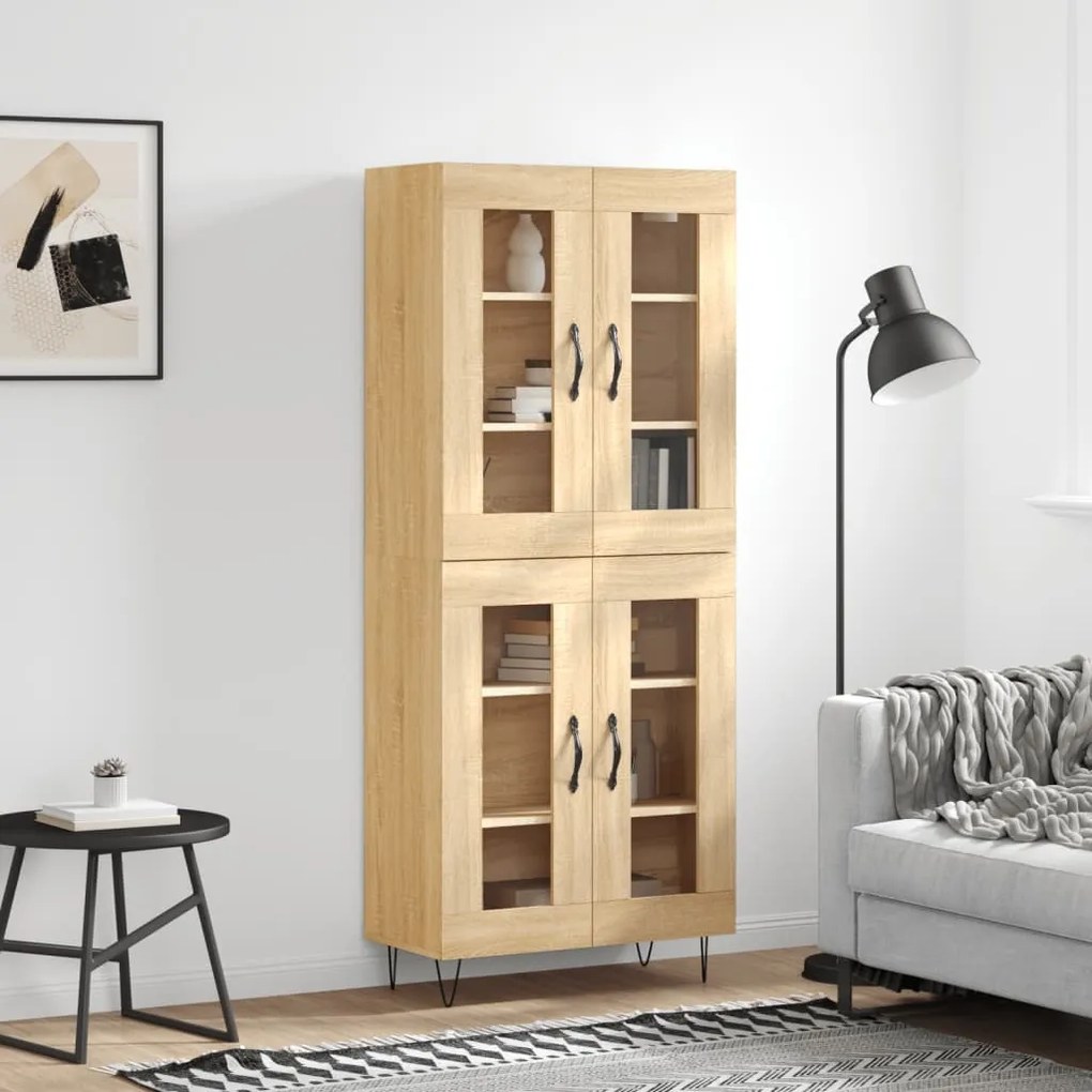 vidaXL Skříň highboard 69,5 x 34 x 180 cm kompozitní dřevo [3198309] Barva: kouřový dub