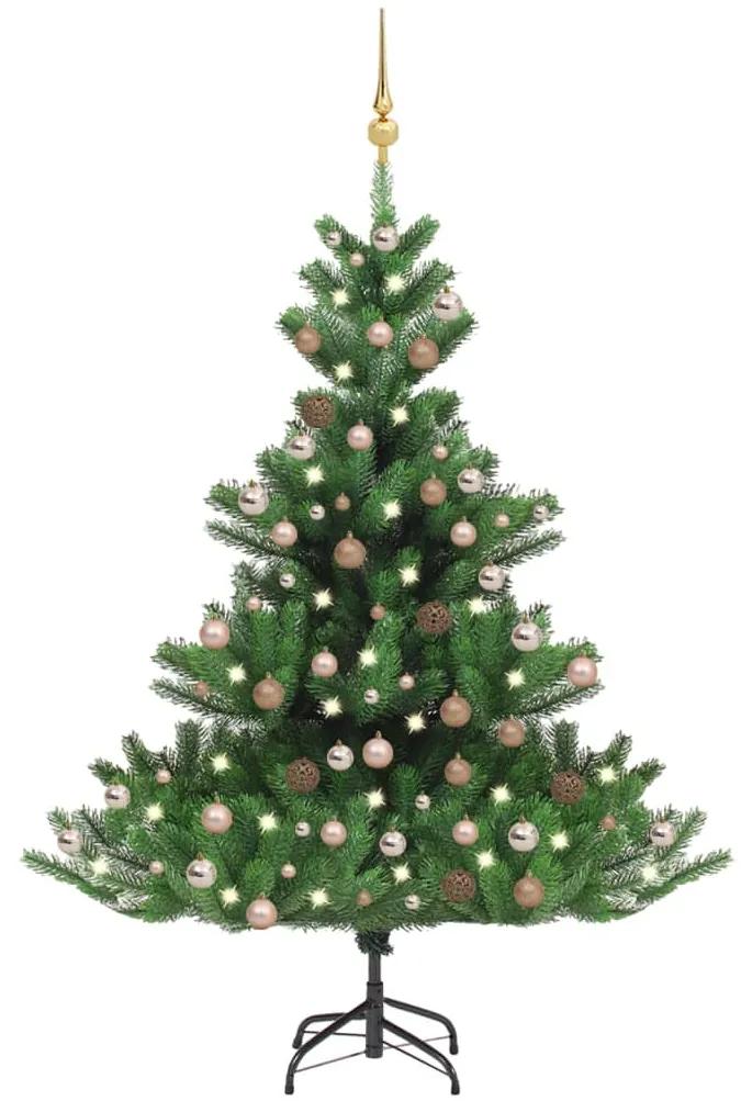 vidaXL Umělý vánoční stromek normandská jedle LED a koule zelený 210cm