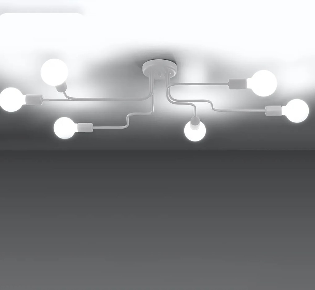 Stropní svítidlo Vector 6, bílé tělo svítidla