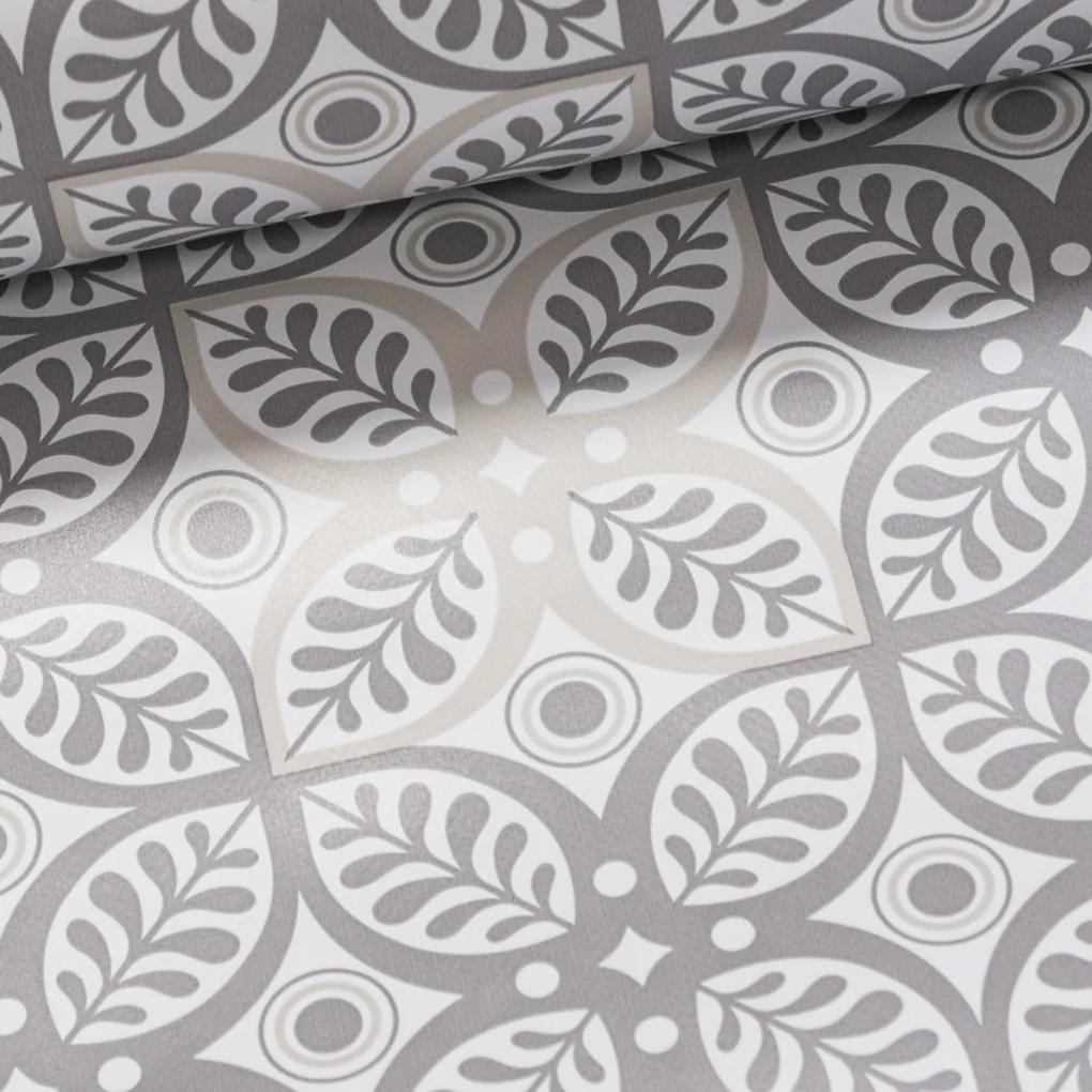 Ubrus PVC s textilním podkladem 462.2, šedé listy, mozaika š.140cm (metráž)