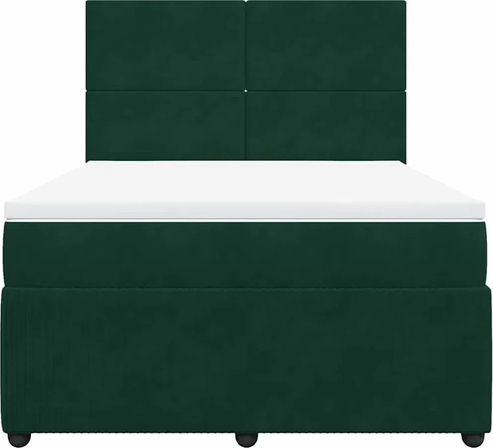 Box spring postel s matrací tmavě zelená 140x200 cm samet 3294655