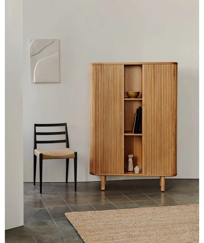 Skříň v dekoru jasanu s posuvnými dveřmi v přírodní barvě 110x160x40 cm Mailen – Kave Home