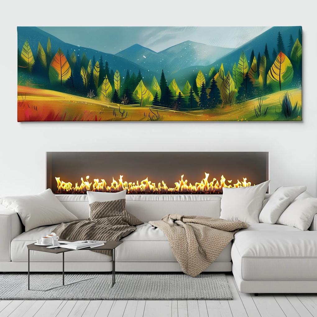 Obraz na plátně - Lesy divoké, hory špičaté FeelHappy.cz Velikost obrazu: 60 x 20 cm