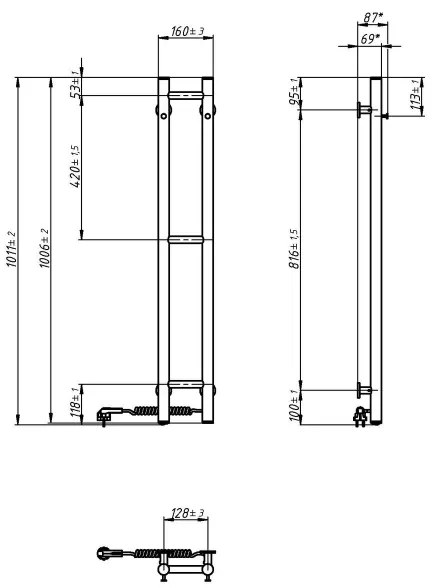 Elektrický sušák na ručníky SILOUETTE 187W/230V 101,1 cm IP44 bílá pravá kulatý