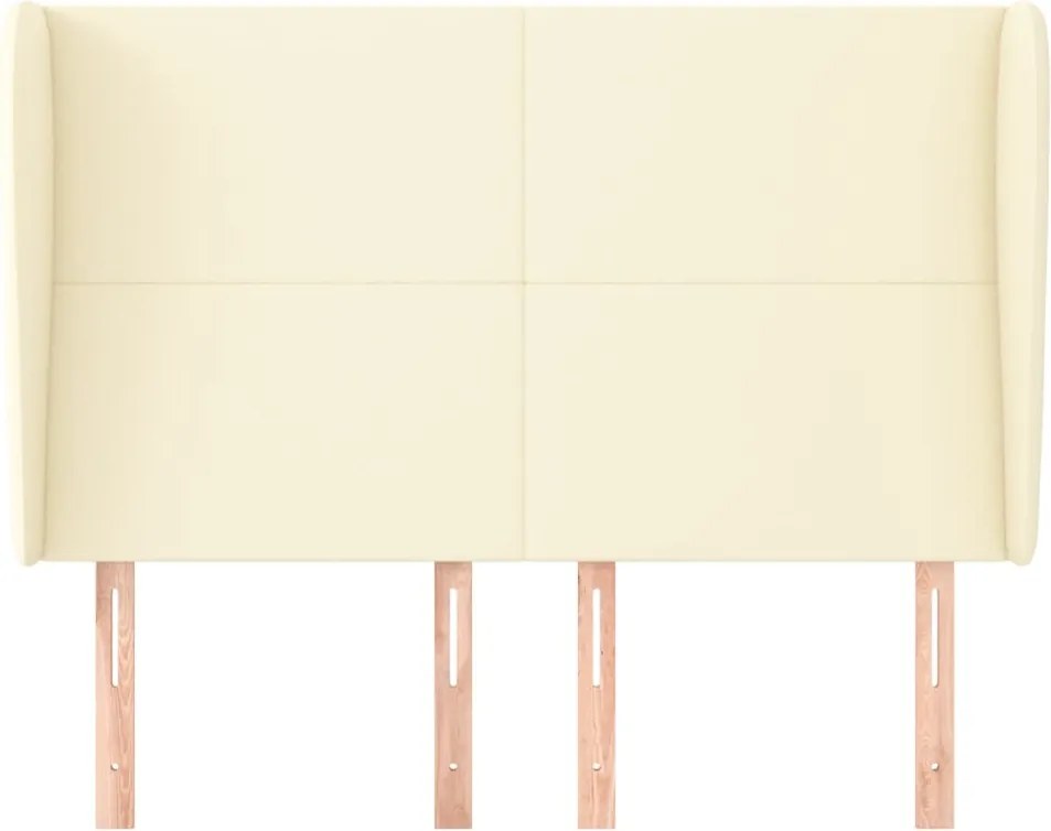 Čelo postele typu ušák krémové 147 x 23 x 118/128 cm umělá kůže 3117768