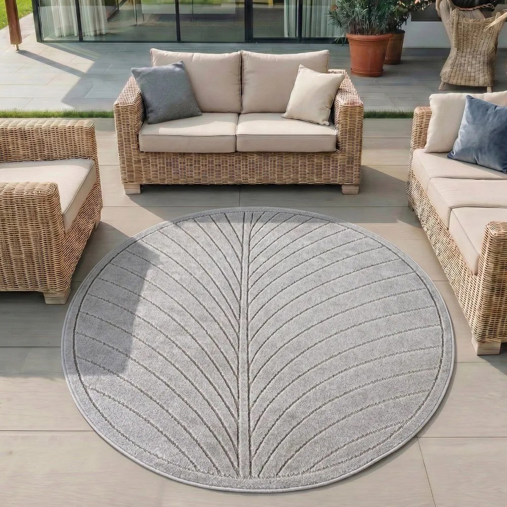 Kulatý vnitřní a venkovní koberec ve stříbrné barvě ø 120 cm Nova 1204 – Ayyildiz Carpets