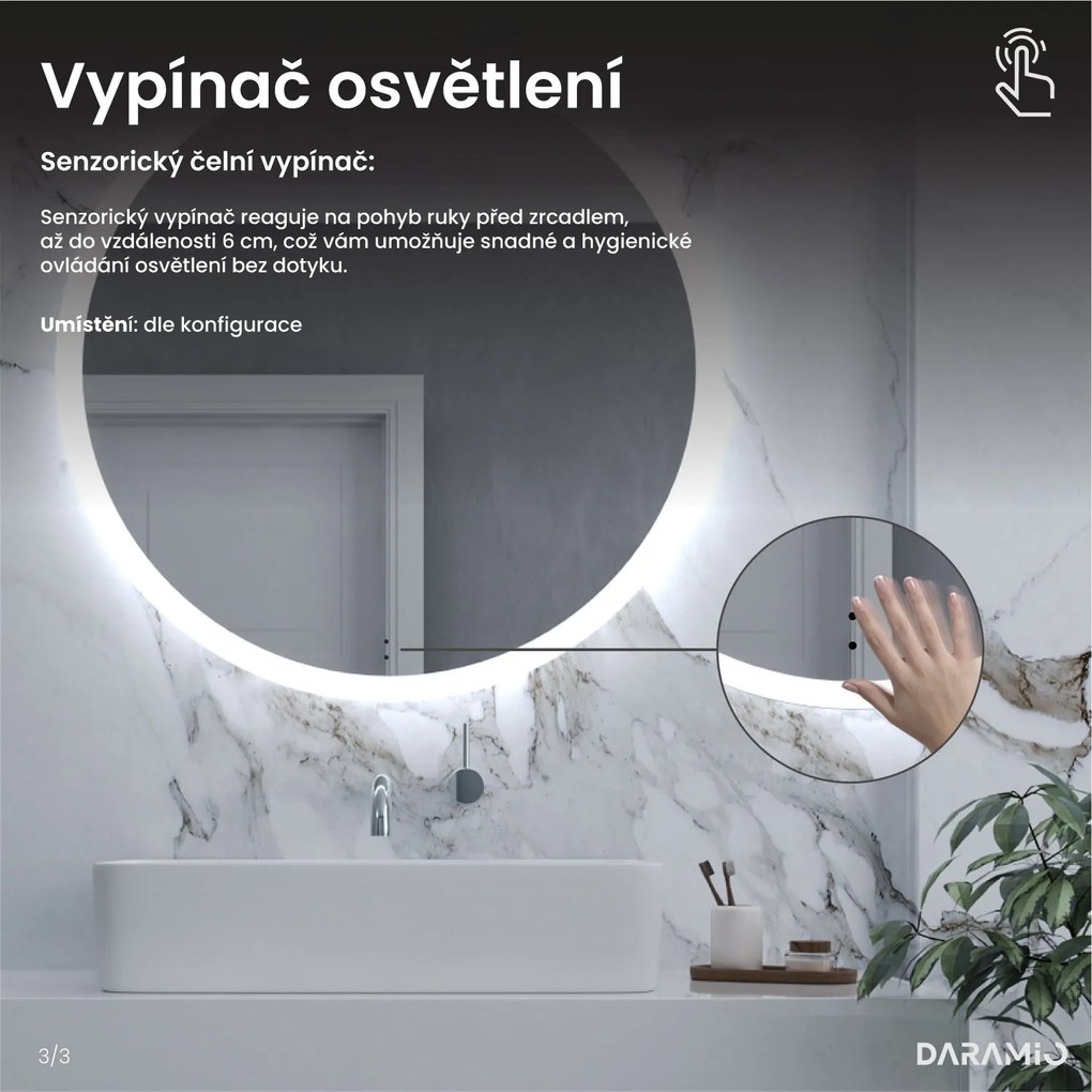 Kulaté zrcadlo do koupelny s LED osvětlením E1