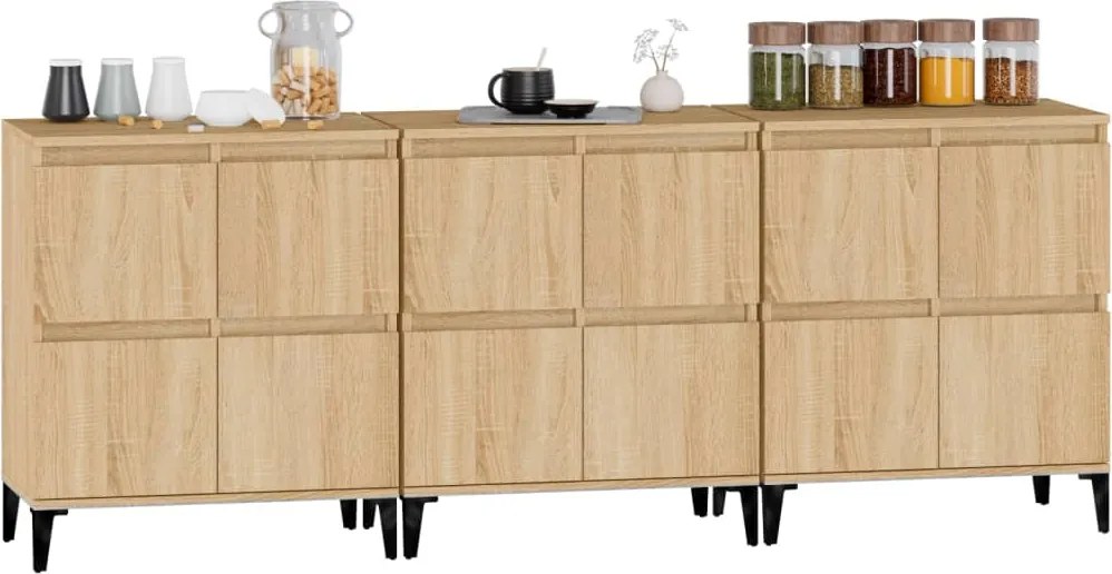 Příborníky 3 ks dub sonoma 60 x 35 x 70 cm kompozitní dřevo 3185778