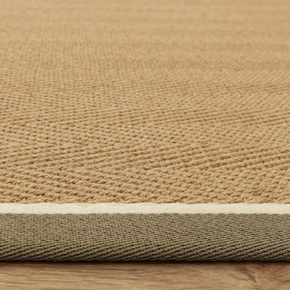 Khaki/v přírodní barvě oboustranný/ručně tkaný jutový koberec 200x290 cm Bordo Herringbone Khaki – Asiatic Carpets