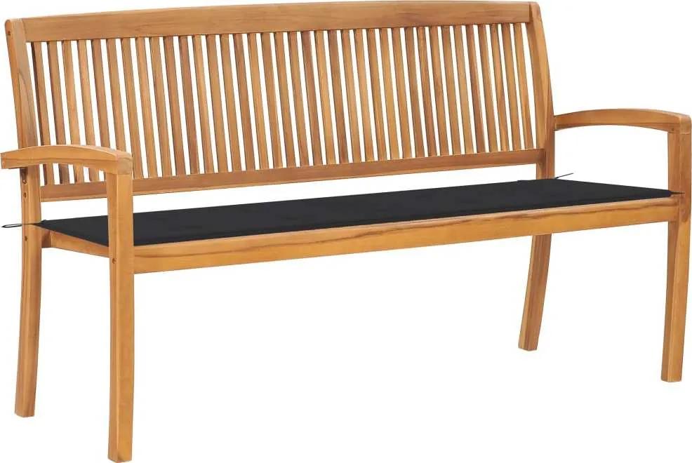 vidaXL Stohovatelná zahradní lavice s poduškou 159 cm masivní teak [3063316] Barva: taupe