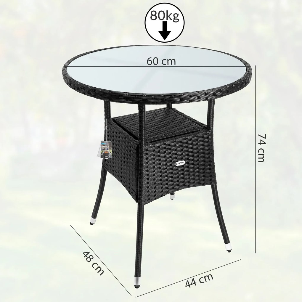 Zahradní stolek Bistra 60 cm polyratan černý