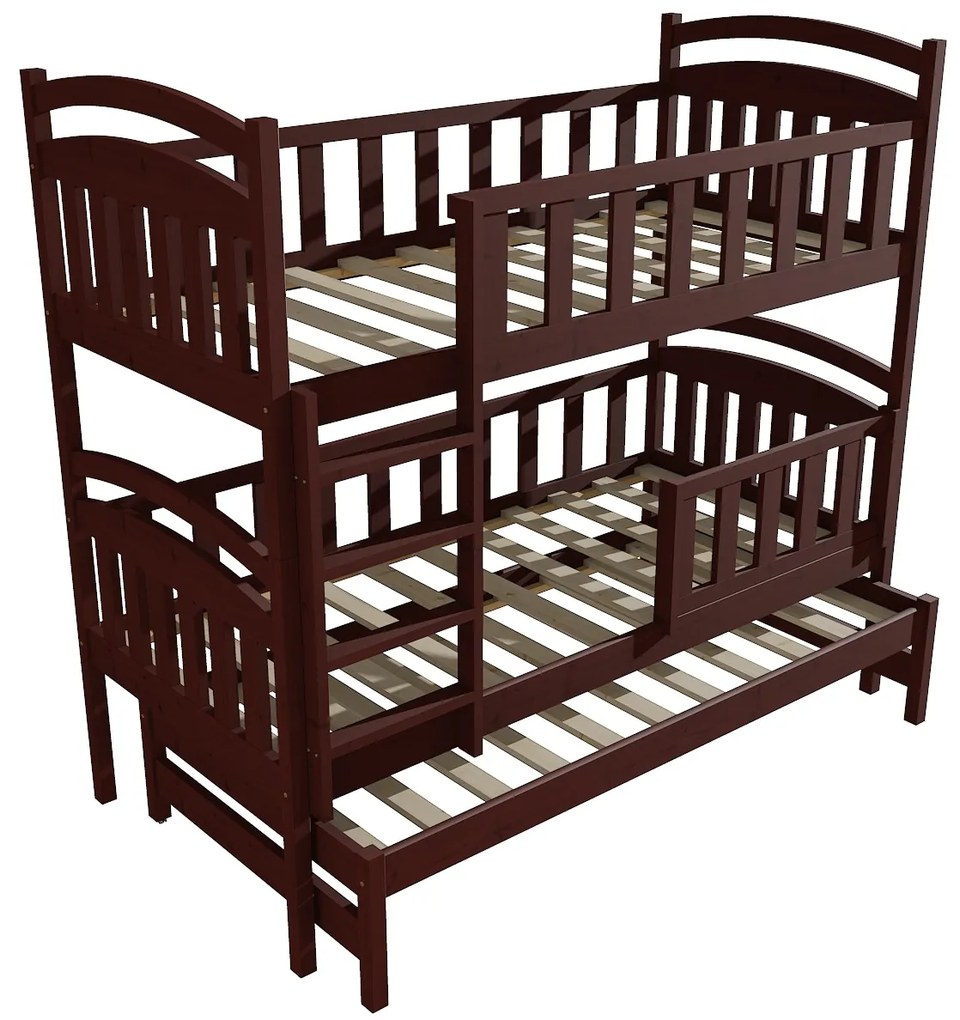 Vomaks Patrová postel s výsuvnou přistýlkou PPV 014 se zábranou Rozměr: 80 x 180 cm, Barva: barva růžová, Prostor mezi lůžky: 80 cm