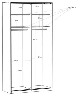 Skříň s posuvnými dveřmi FITIO mat 120 cm