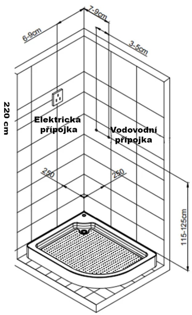 BPS-koupelny Hydromasážní box HYD-Michele 120 SA P, 120x85 pravý se saunou