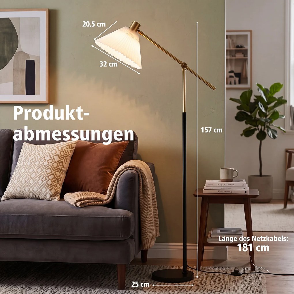 Costway Stojací lampa výškově nastavitelná stojací lampa s nastavitelným úhlem