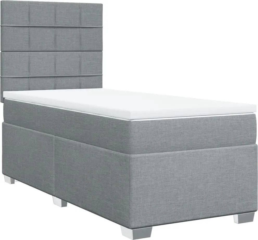 Box spring postel s matrací světle šedá 90x200 cm textil 3292671