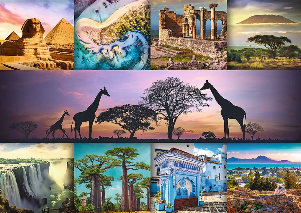 TREFL PUZZLE PREMIUM Foto koláž Afrika 68x48cm skládačka 1000 dílků tr10792
