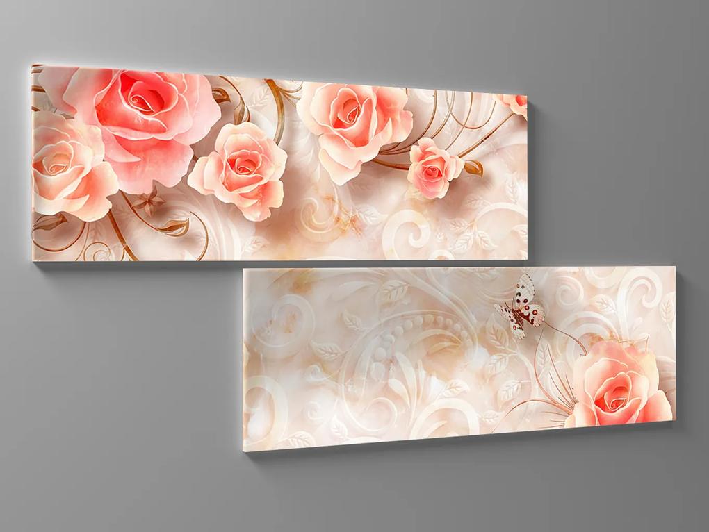 Liox Abstraktní obraz květy růže Rozměr: 80 x 40 cm