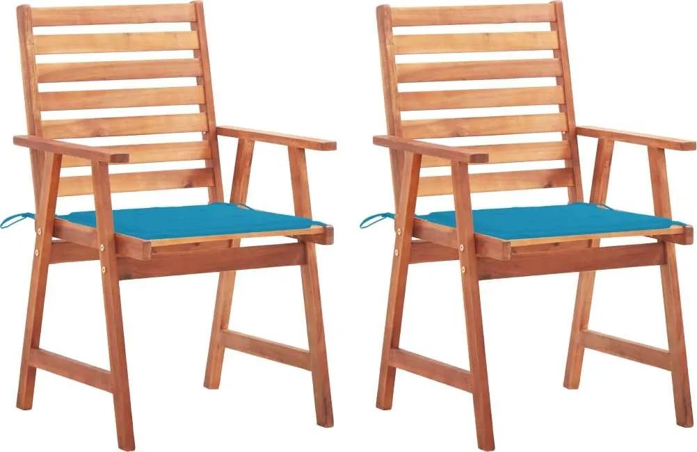 vidaXL Zahradní jídelní židle 2 ks s poduškami masivní akáciové dřevo [3064325] Barva: krémová