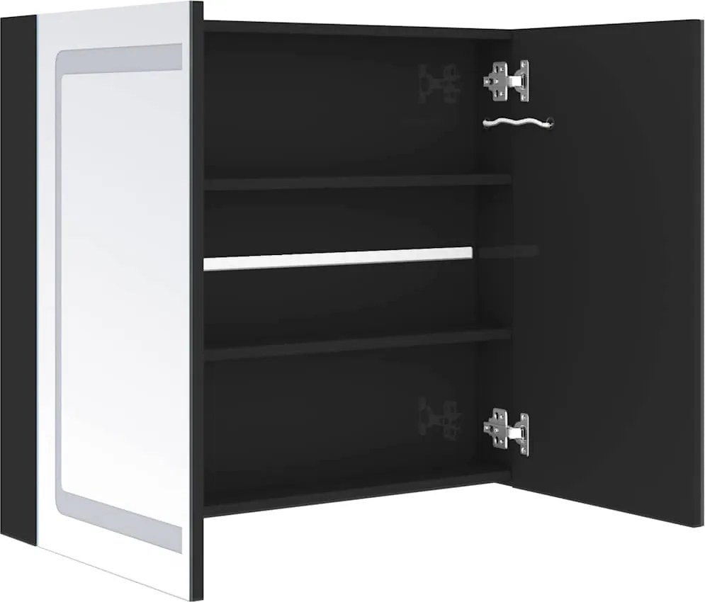 LED koupelnová skříňka se zrcadlem zářivě černá 80 x 12 x 68 cm 326512