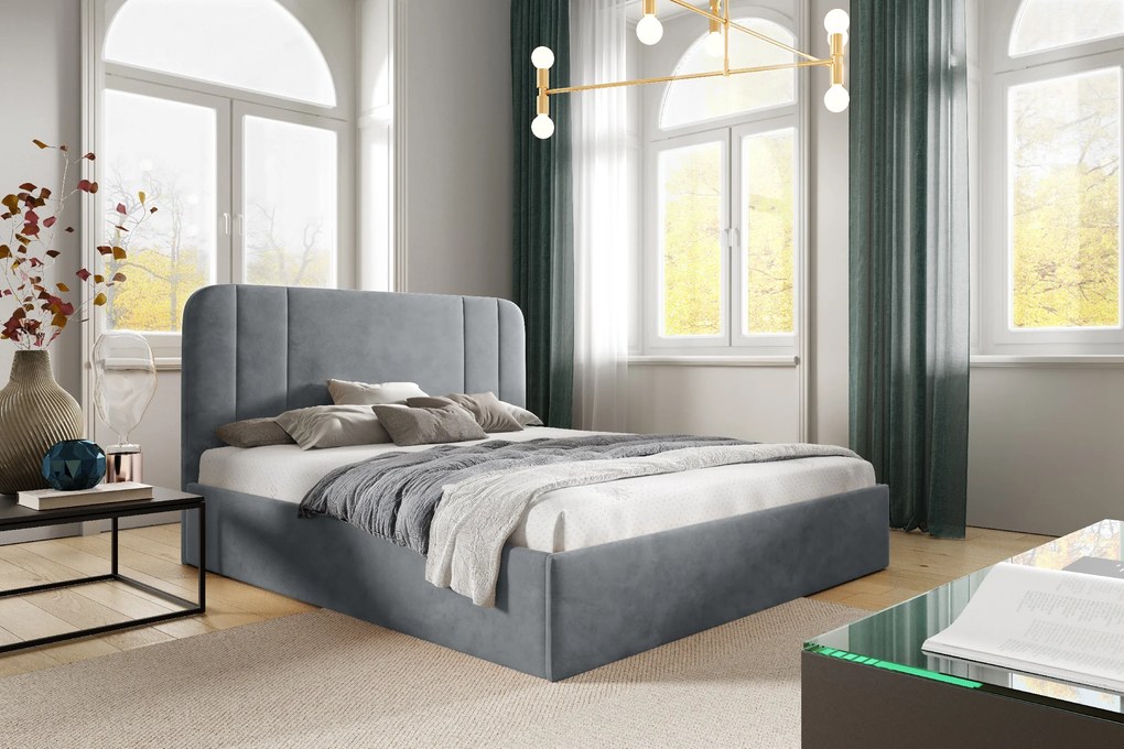 Eka Čalouněná postel LOKI 160x200 cm Barva látky Trinity: Růžová (Trinity 2310), Úložný prostor: Bez úložného prostoru