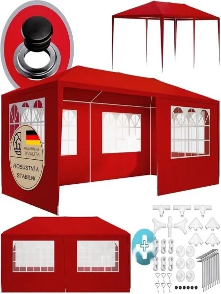 Zahradní párty stan 3x6 m - červený