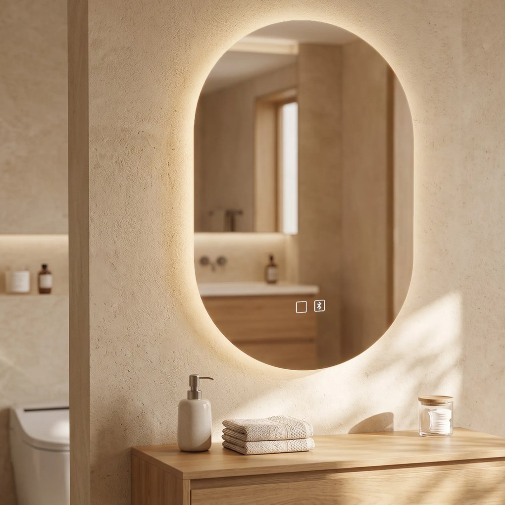 HOMCOM LED koupelnové zrcadlo 50 × 70 cm s Bluetooth