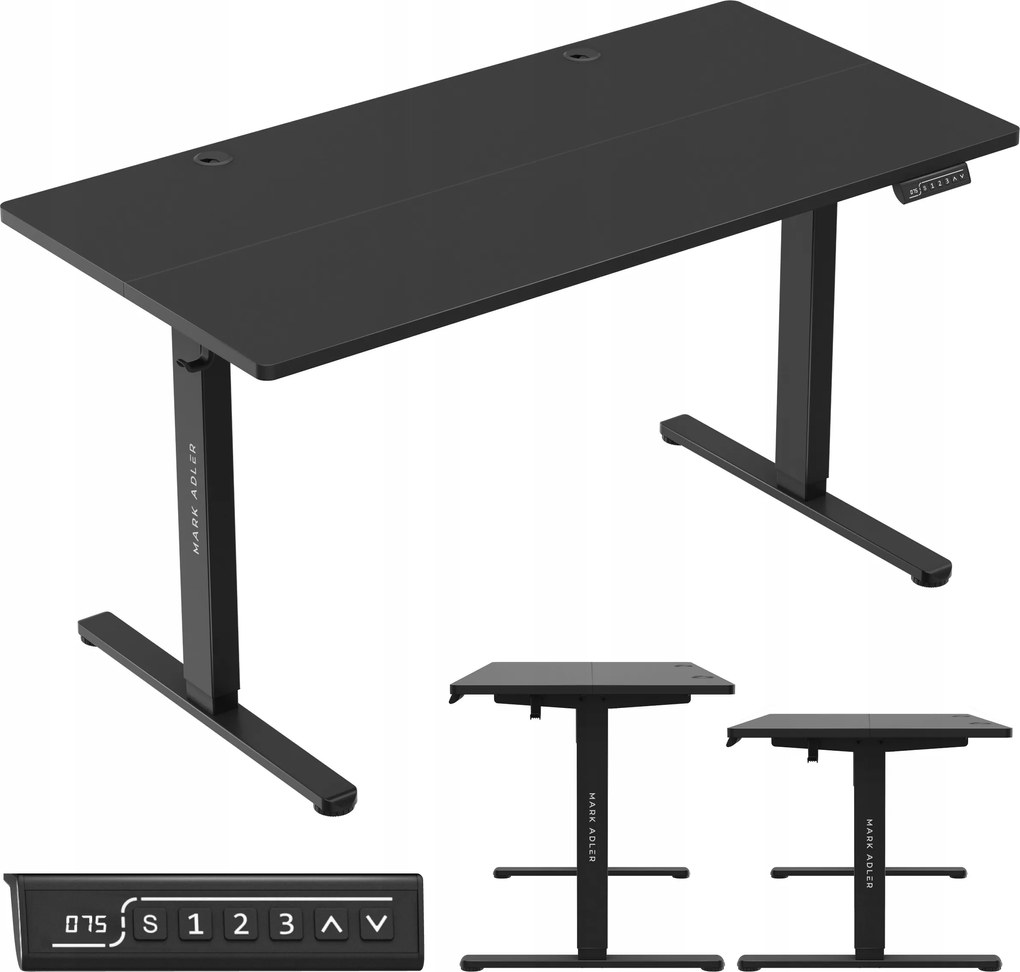 elektrický psací stůl nastavitelný 140 x 70 cm Mark Adler Leader 7.4 Black