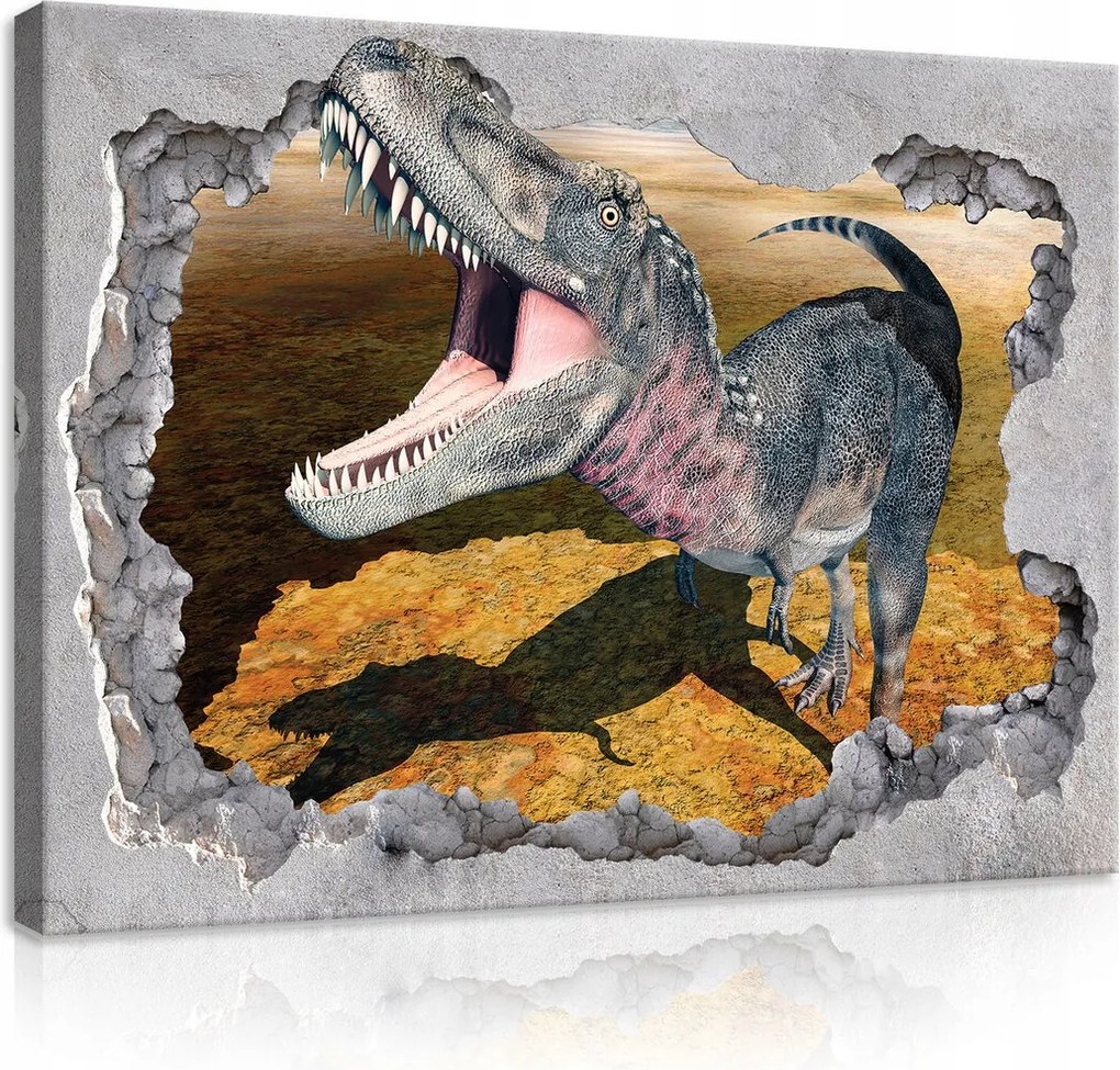 Obraz Na Plátně Canvas 80x60 Dinosaurus 3D Díra