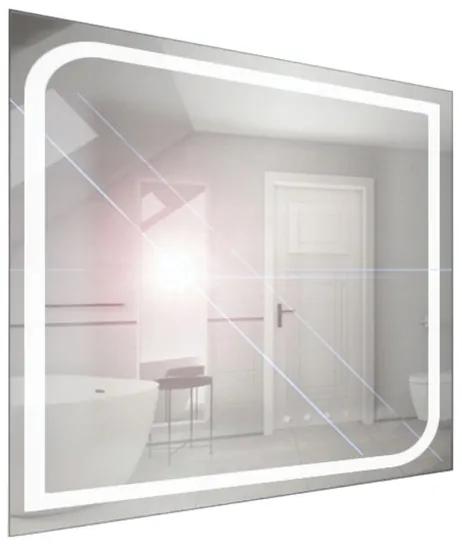 BPS-koupelny Zrcadlo závěsné s pískovaným motivem a LED osvětlením Nikoletta LED 6 Typ: dotykový vypínač a digitální display s hodinami, Rozměry (cm): 80x65 - (Nikoletta LED 6/80 TS-MW)