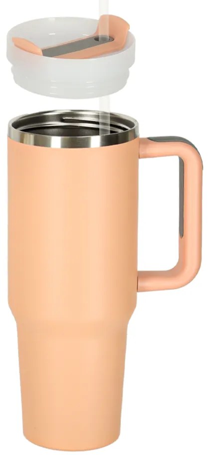 Creative Corner Termohrnek s brčkem a rukojetí termoska 1200ml pudrově růžový
