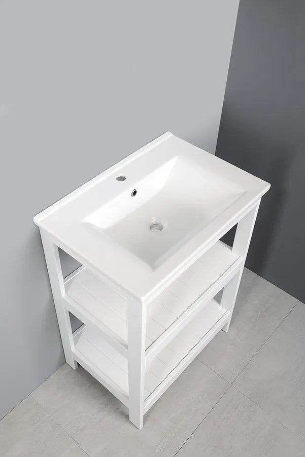 Aqualine Aqualine, ETIDE policová umyvadlová skříňka 61,5x85x44 cm, matná bílá, ET610
