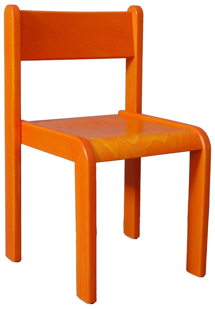 Dětská židlička bez područky 30 cm DE mořená - oranžová