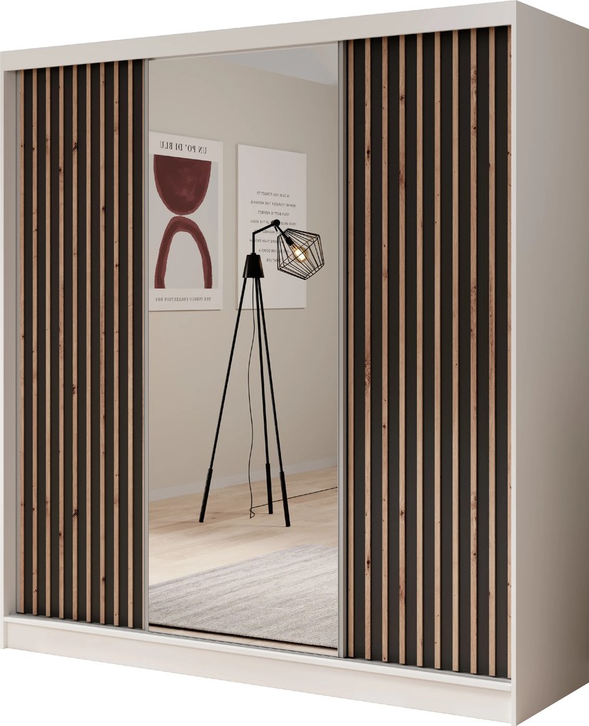 ADRK Furniture Šatní skříň s zrcadlem Ida 200 ADRK-SW-IDA-WB-200