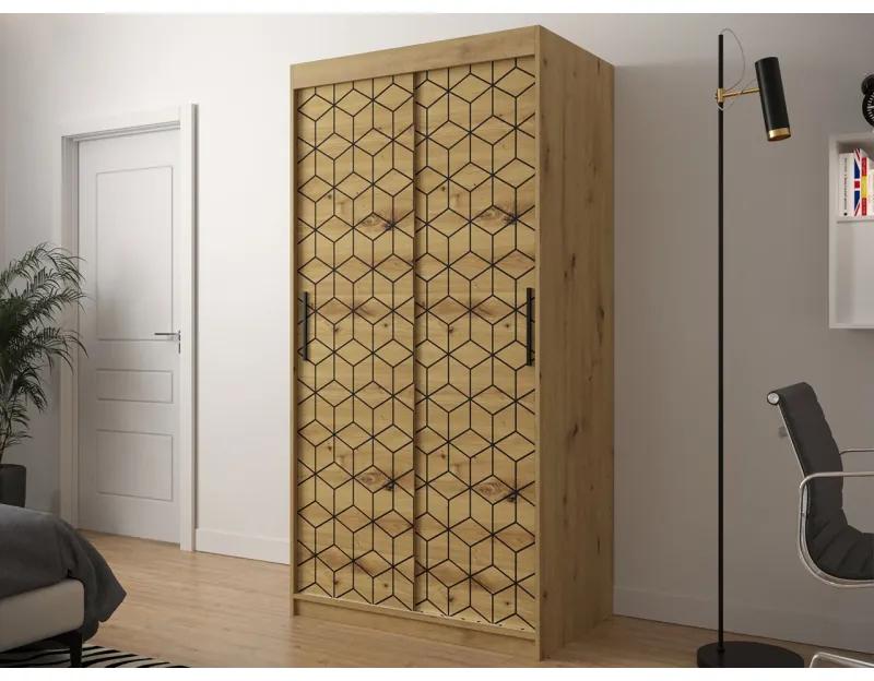 Šatní skříň s posuvnými dveřmi Arituda I 100, Úložný prostor: ano, Barva: dub artisan