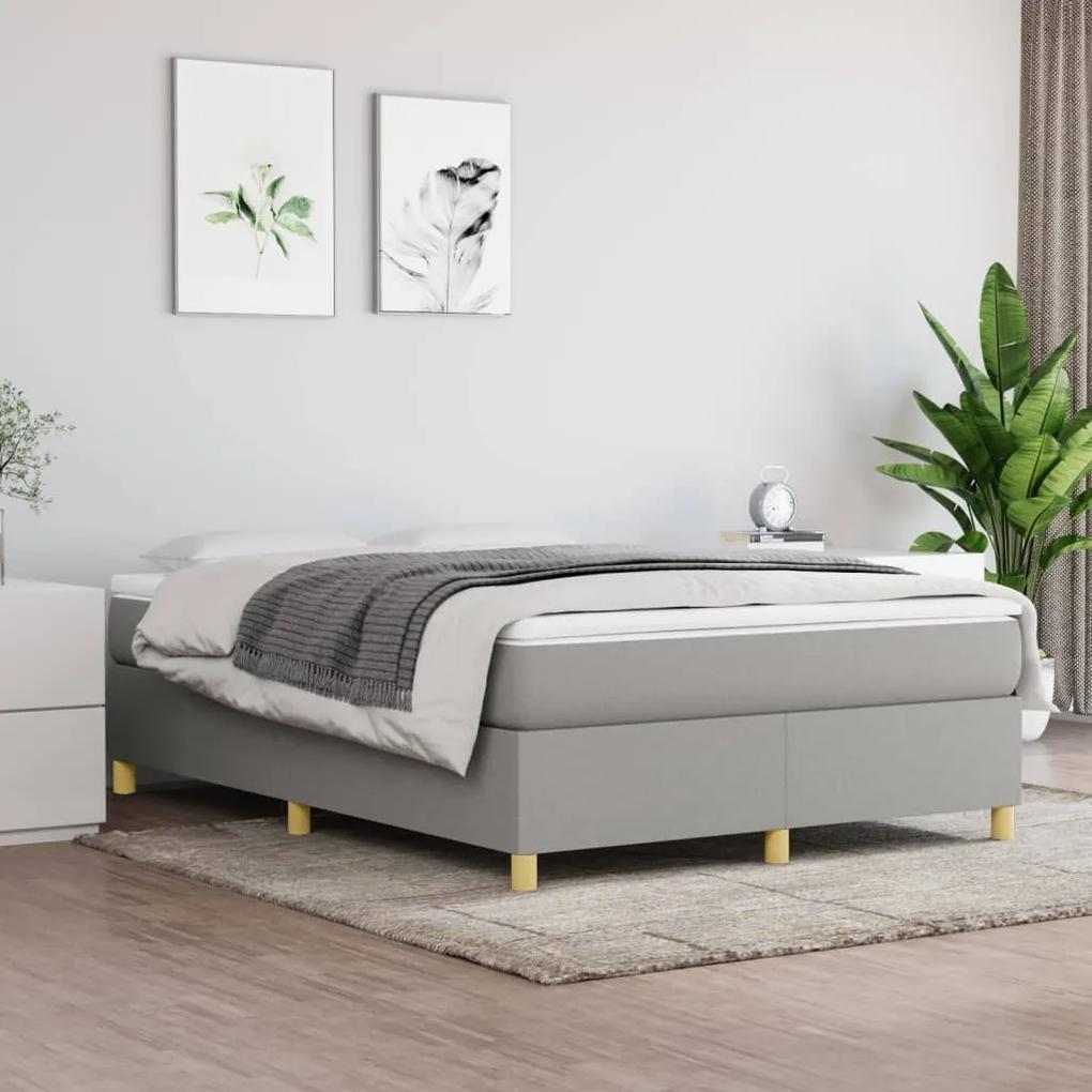 Box spring postel s matrací světle šedá 140 x 190 cm textil - Default Title