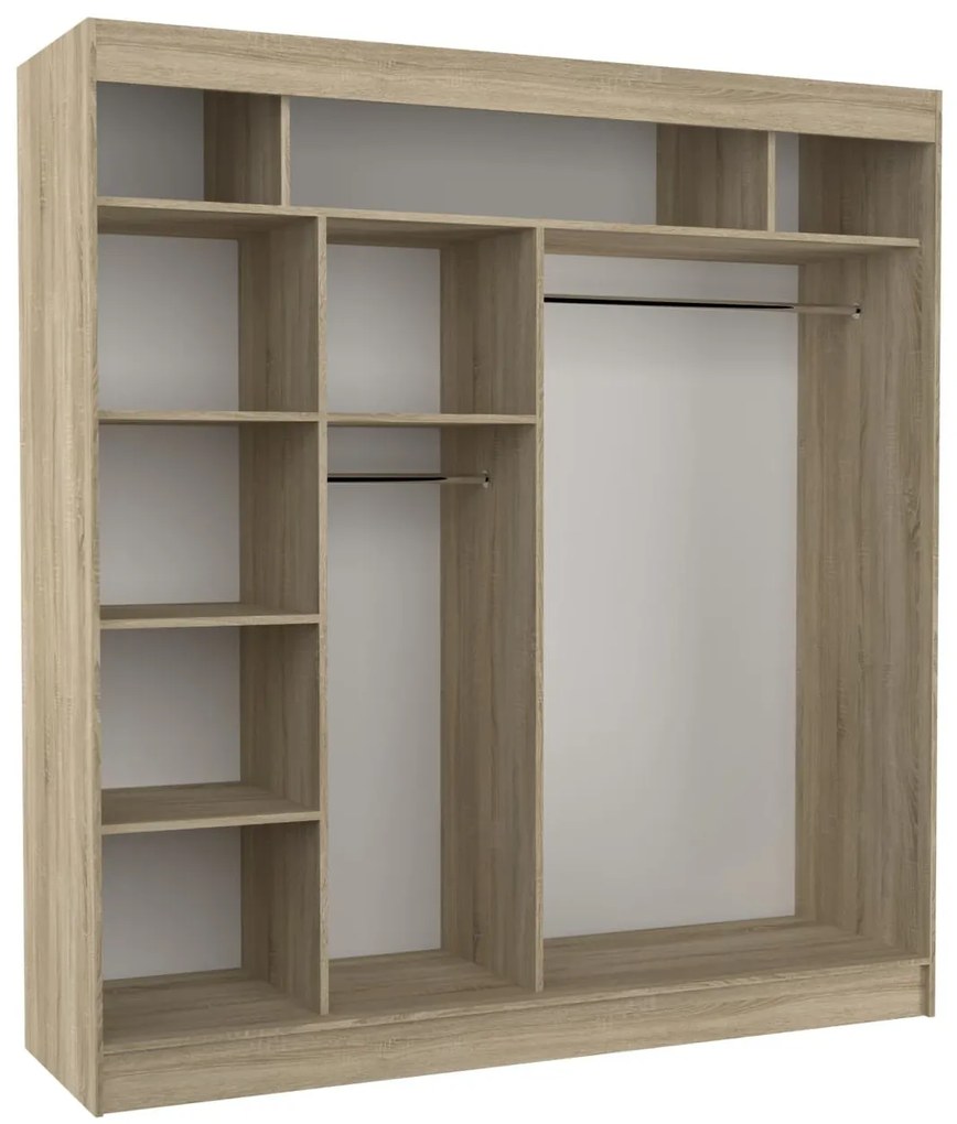 Šatní skříň s posuvnými dveřmi Keita - 200 cm Barva: Černá/Bílá