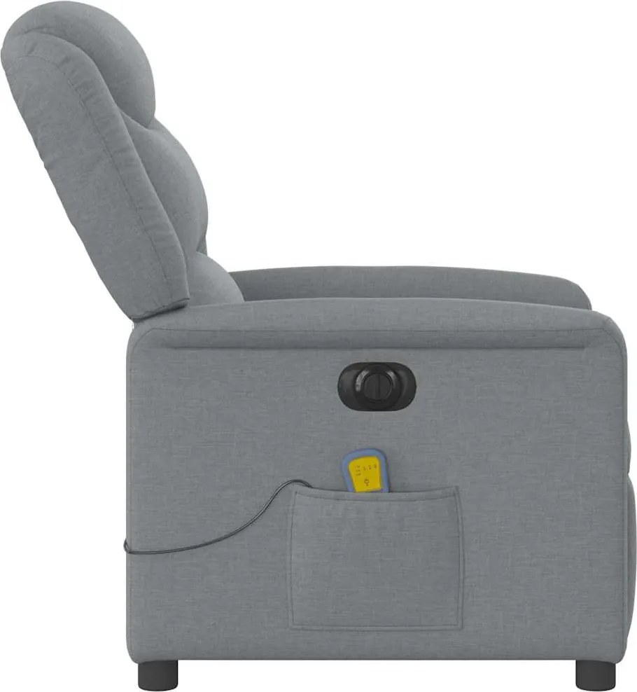 Elektrické masážní polohovací křeslo světle šedé textil 3303184