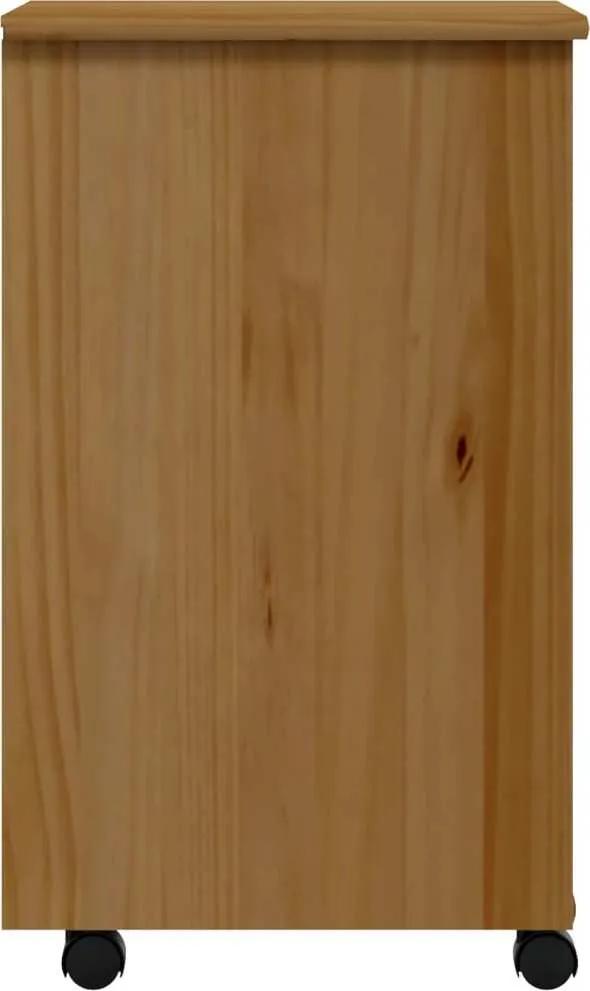 vidaXL Zásuvková skříňka na kolečkách MOSS masivní borové dřevo [355903] Barva: medová hnědá