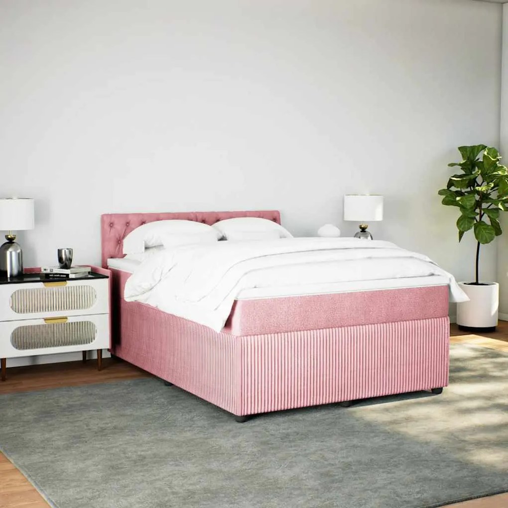 Box spring postel s matrací růžová 160x200 cm samet 3290093