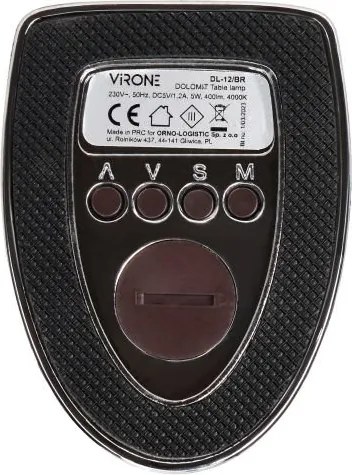 Stolní lampa s budíkem VIRONE DOLOMIT DL-12/BR, 5W, 400lm, 4000K, hnědá