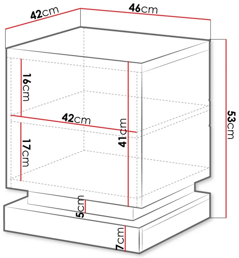 Set 2x noční stolek s modrým LED osvětlením LIMA - bílý / lesklý bílý