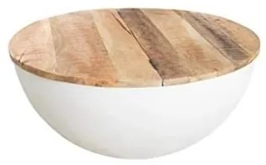 INV Konferenční stolek Slade II - kruhový, recyklované dřevo - bílá
