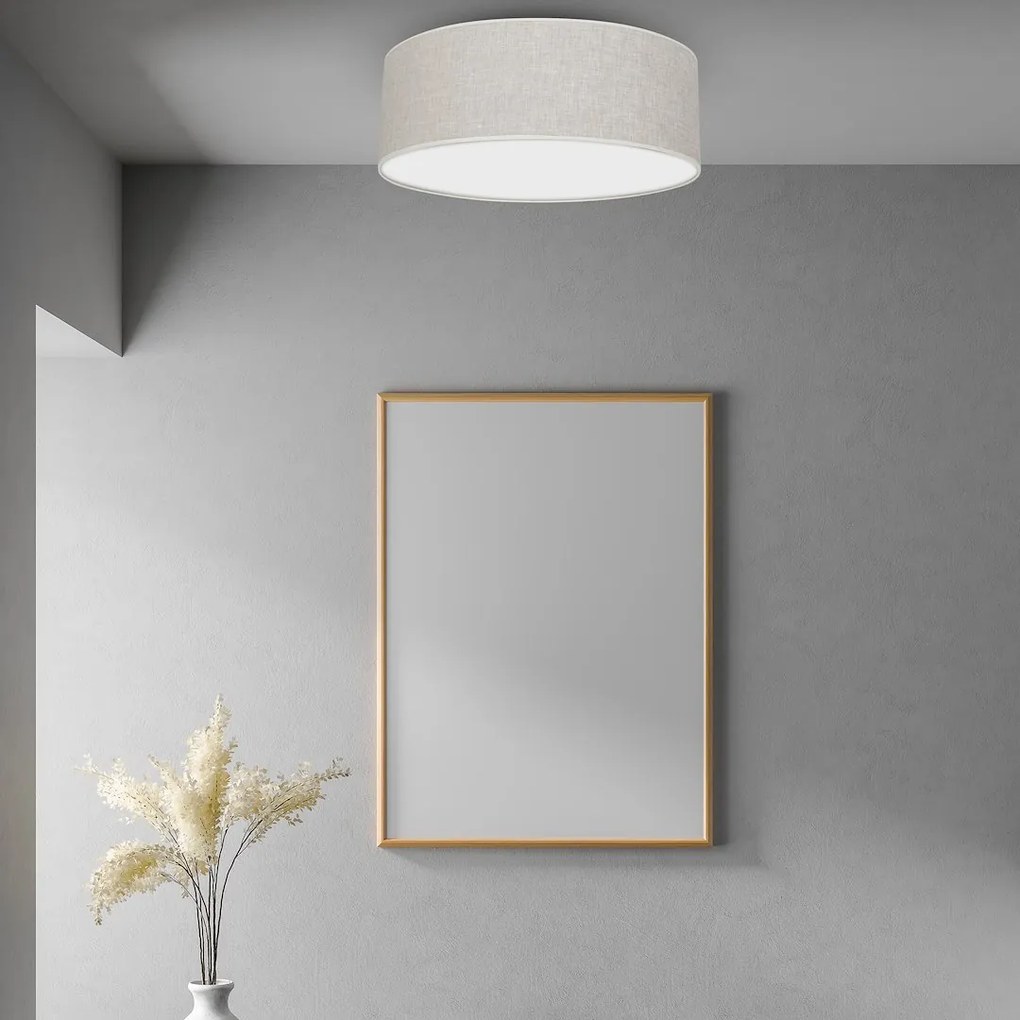 Stropní svítidlo Lino Round, 1x lněné stínítko, (bílé plexisklo), (fi 50cm)