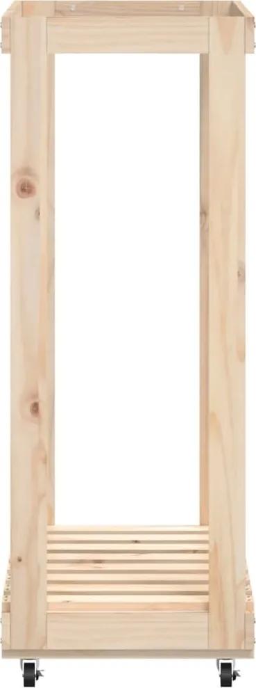 vidaXL Stojan na dřevo na kolečkách 76,5x40x108 cm masiv borovice [832325] Barva: Bílá