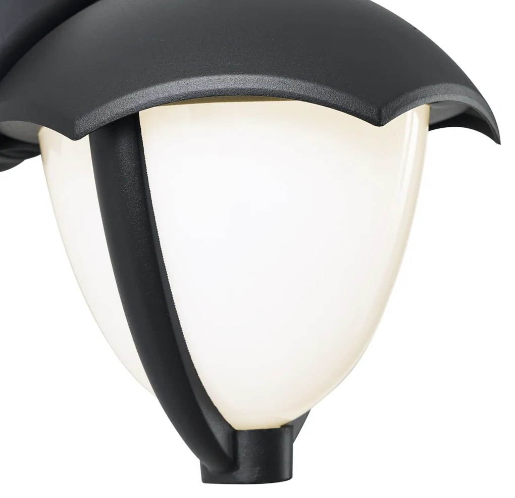 Chytré venkovní nástěnné svítidlo černé s opálovým sklem vč. LED IP54 - Classica