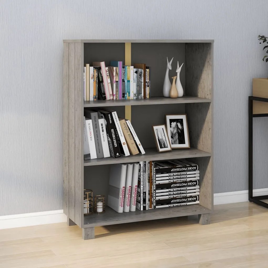Knihovna HAMAR světle šedá 85 x 35 x 112 cm masivní borovice 340487