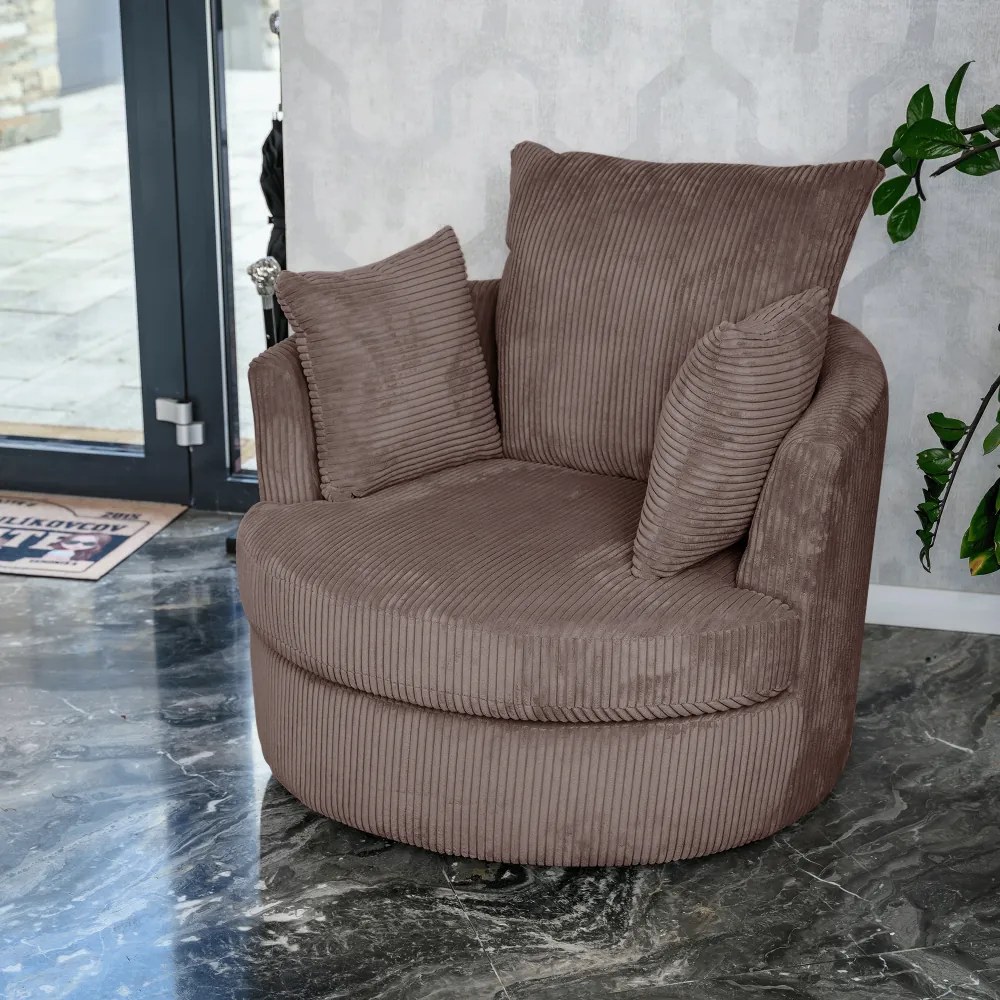 Relaxační otočné křeslo, tmavě hnědá, SALTER