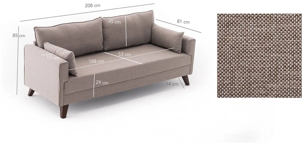 Designová rozkládací sedačka Marisela 208 cm krémová